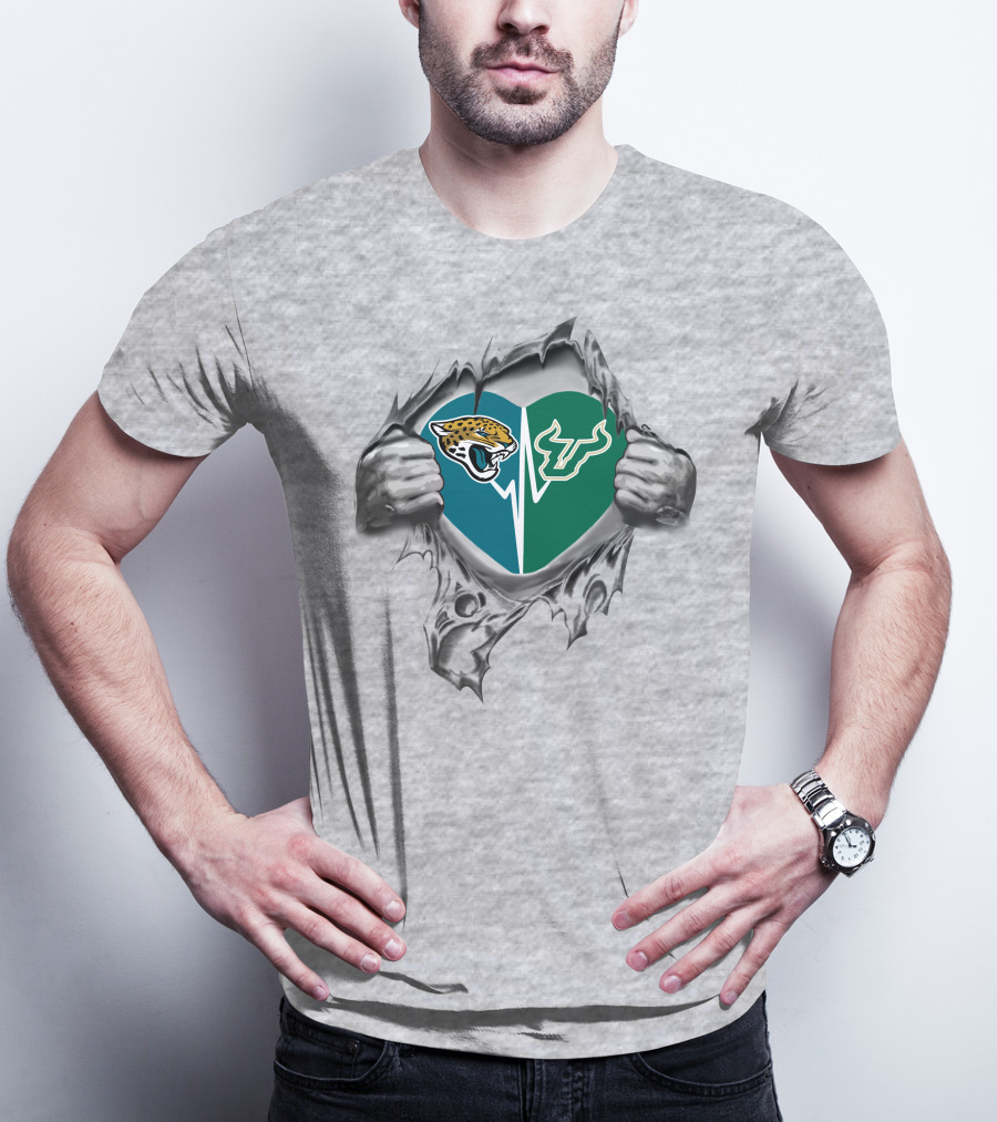 Jaguars South Florida Bulls Heart T-Shirt