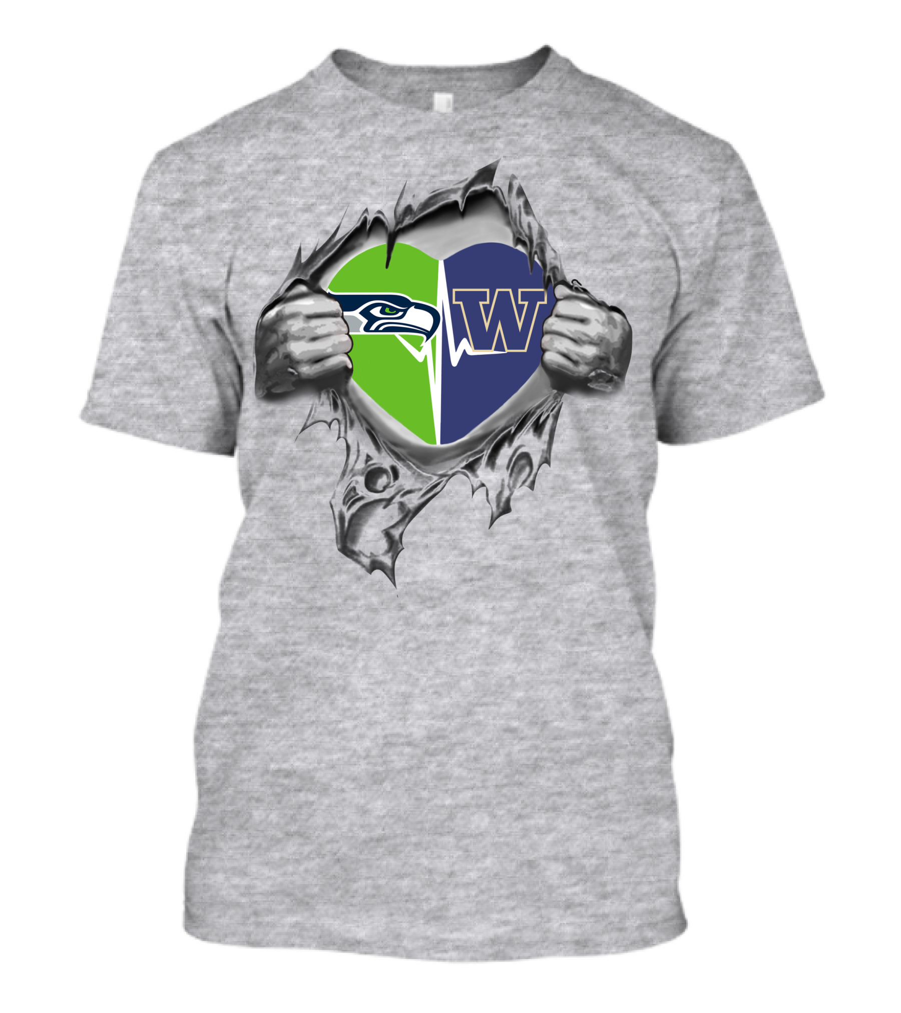 Seattle Seahawks Washington Huskies Heart Symbolizing Passion And Loyalty T-Shirt