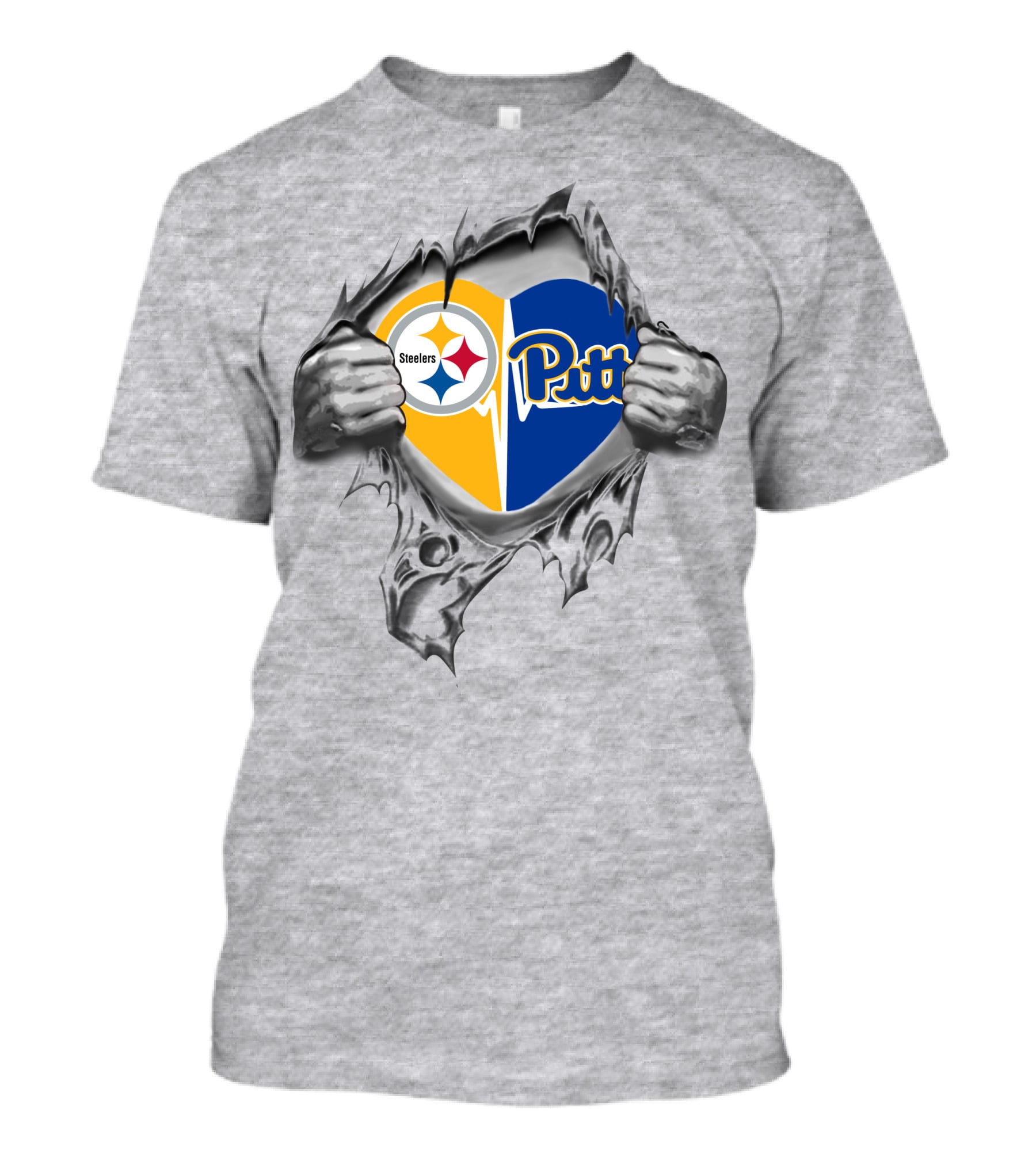Steelers Pitt Panthers Heart Combination T-Shirt