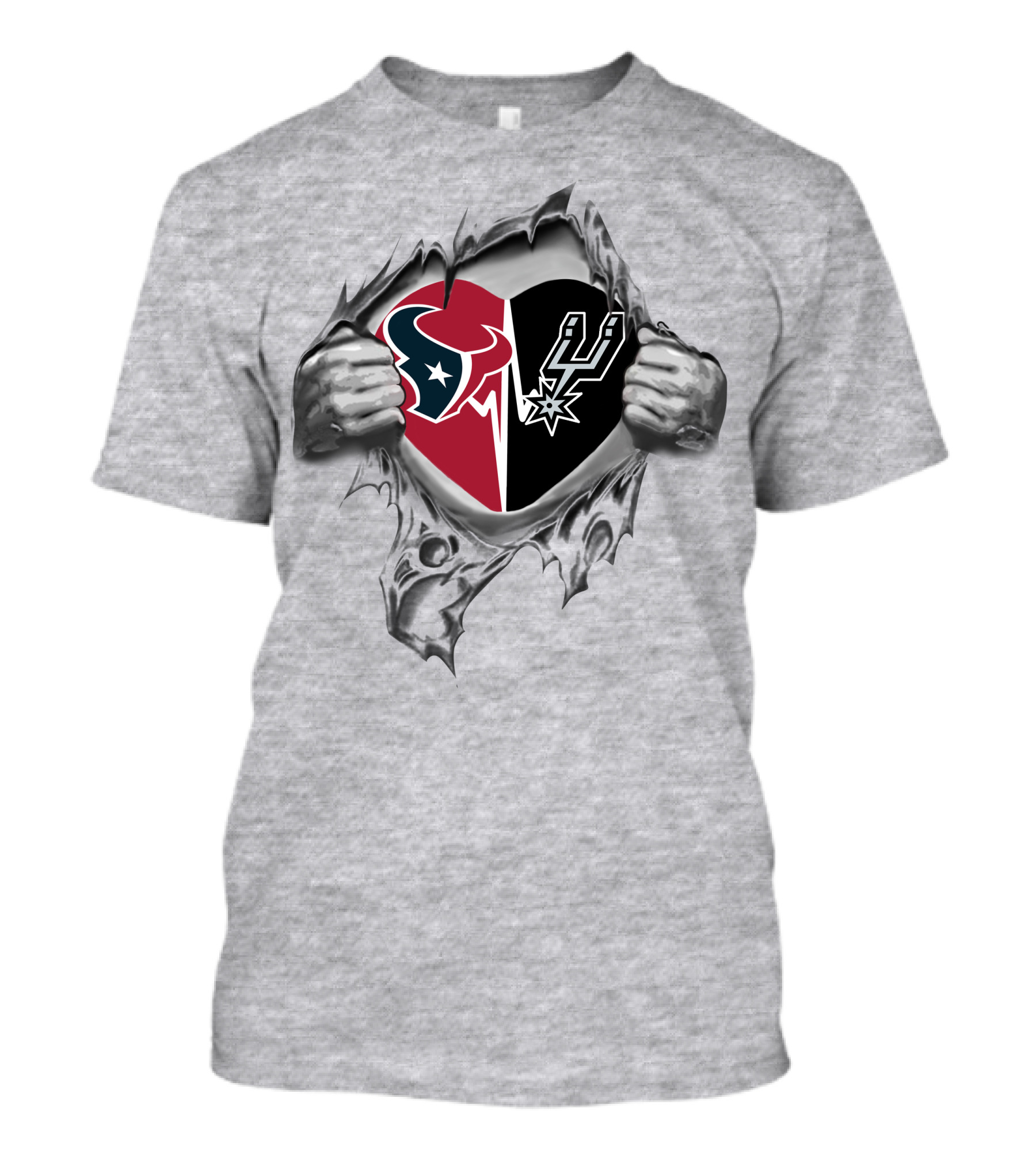 Texans San Antonio Spurs Heart Split Design 213 Texas Pride T-Shirt