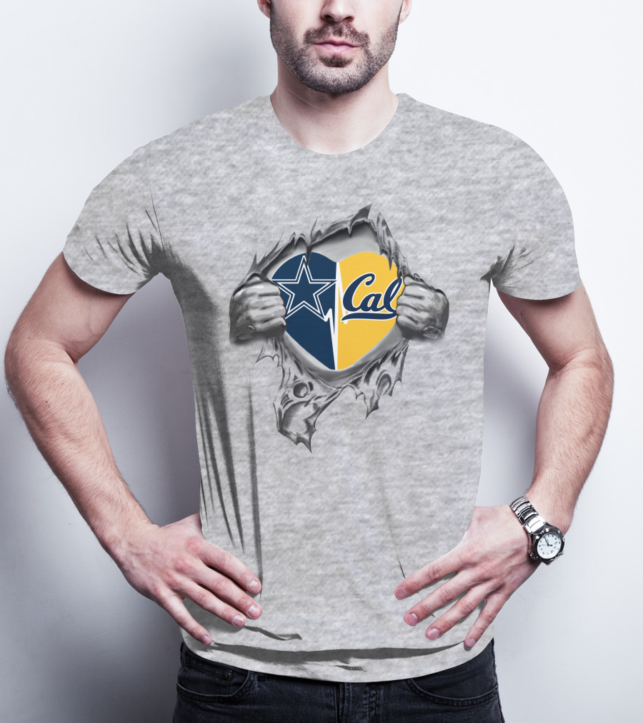 Cowboys Cal Bears Heart Logo Fusion T-Shirt
