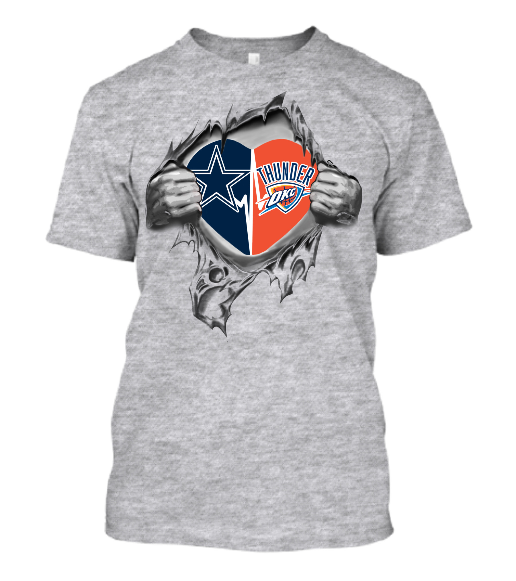 Cowboys Oklahoma City Thunder Heart Logo Fans T-Shirt
