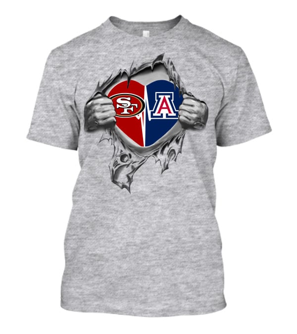 49ers Arizona Wildcats Heart T-Shirt