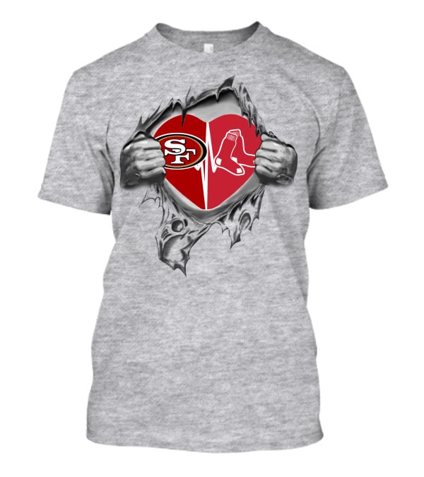 49ers Red Sox Heartbeat Loyalty T-Shirt