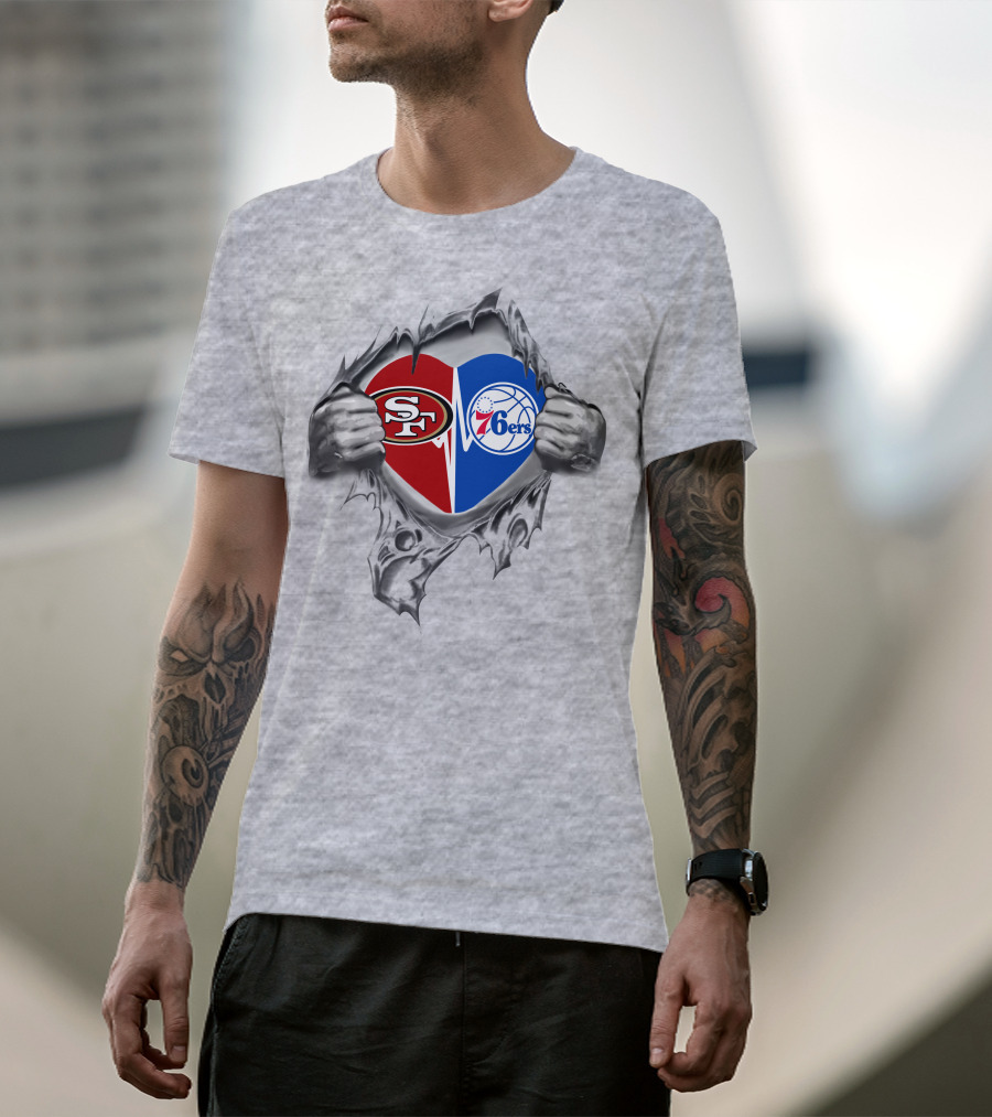 49ers 76ers Heart Showcasing Loyalty T-Shirt