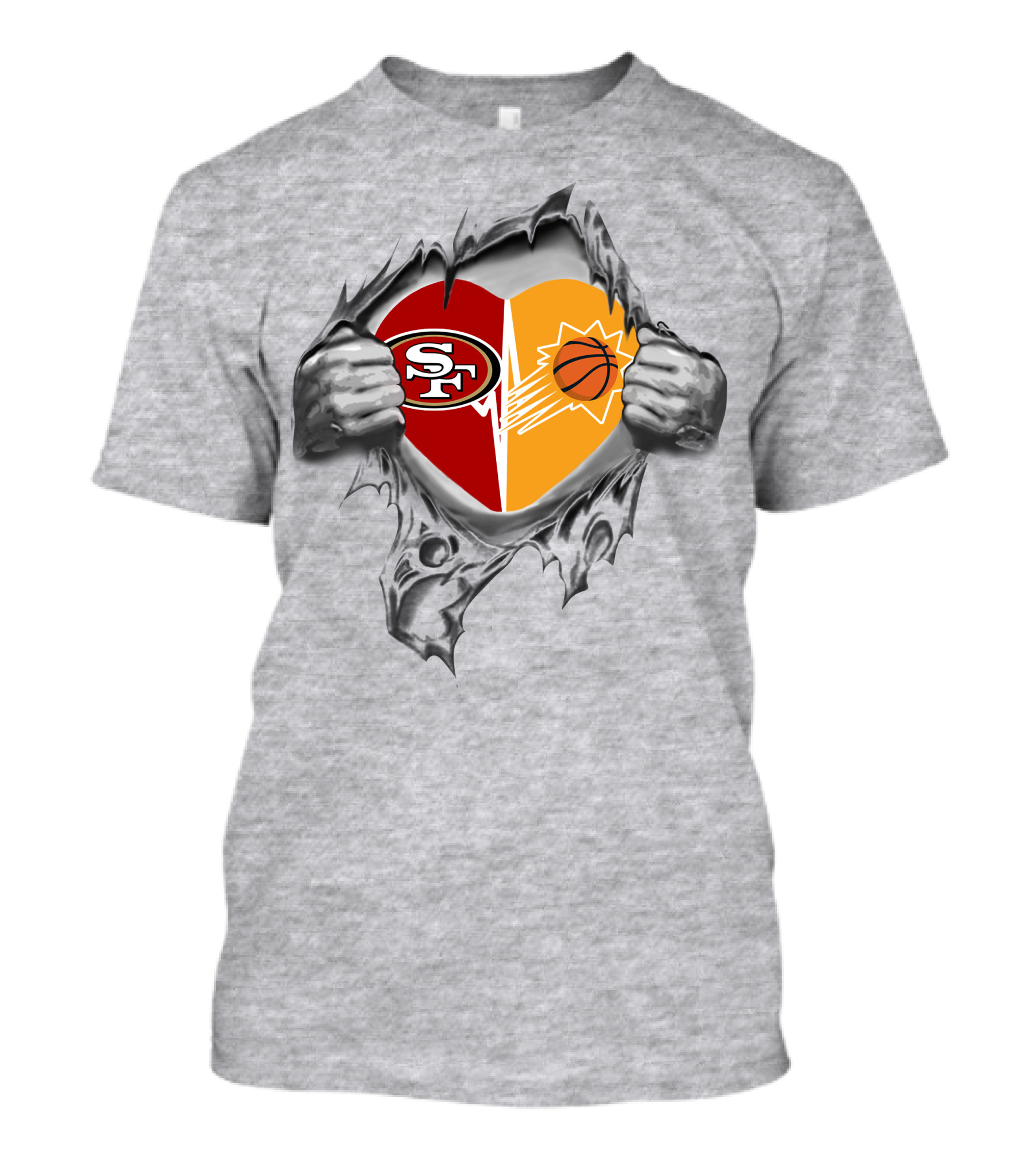 49ers Phoenix Suns Heart Tearing Hands T-Shirt