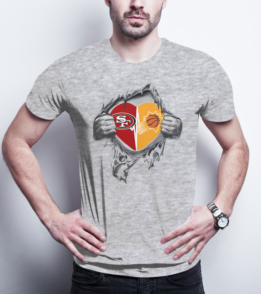 49ers Phoenix Suns Heart Tearing Hands T-Shirt
