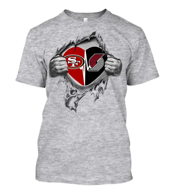 49ers Portland Trail Blazers Heart Logo Fusion T-Shirt
