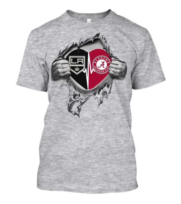 Los Angeles Kings Alabama Crimson Tide Heart T-Shirt