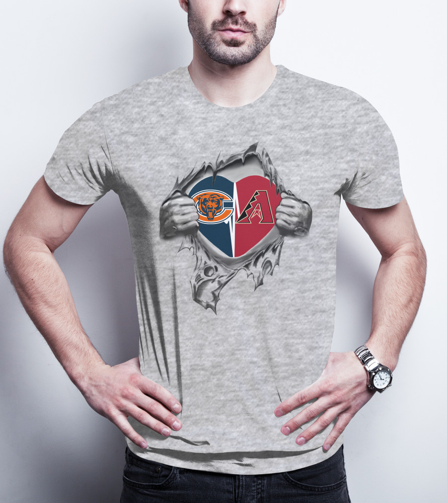 Bears Arizona Diamondbacks Heart Rip T-Shirt