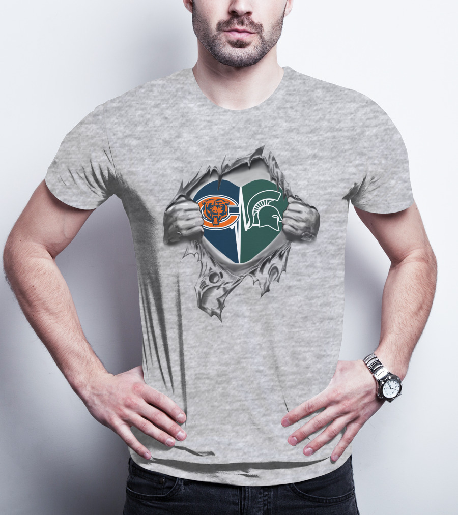 Bears Michigan State Spartans Heart Logo Combination T-Shirt