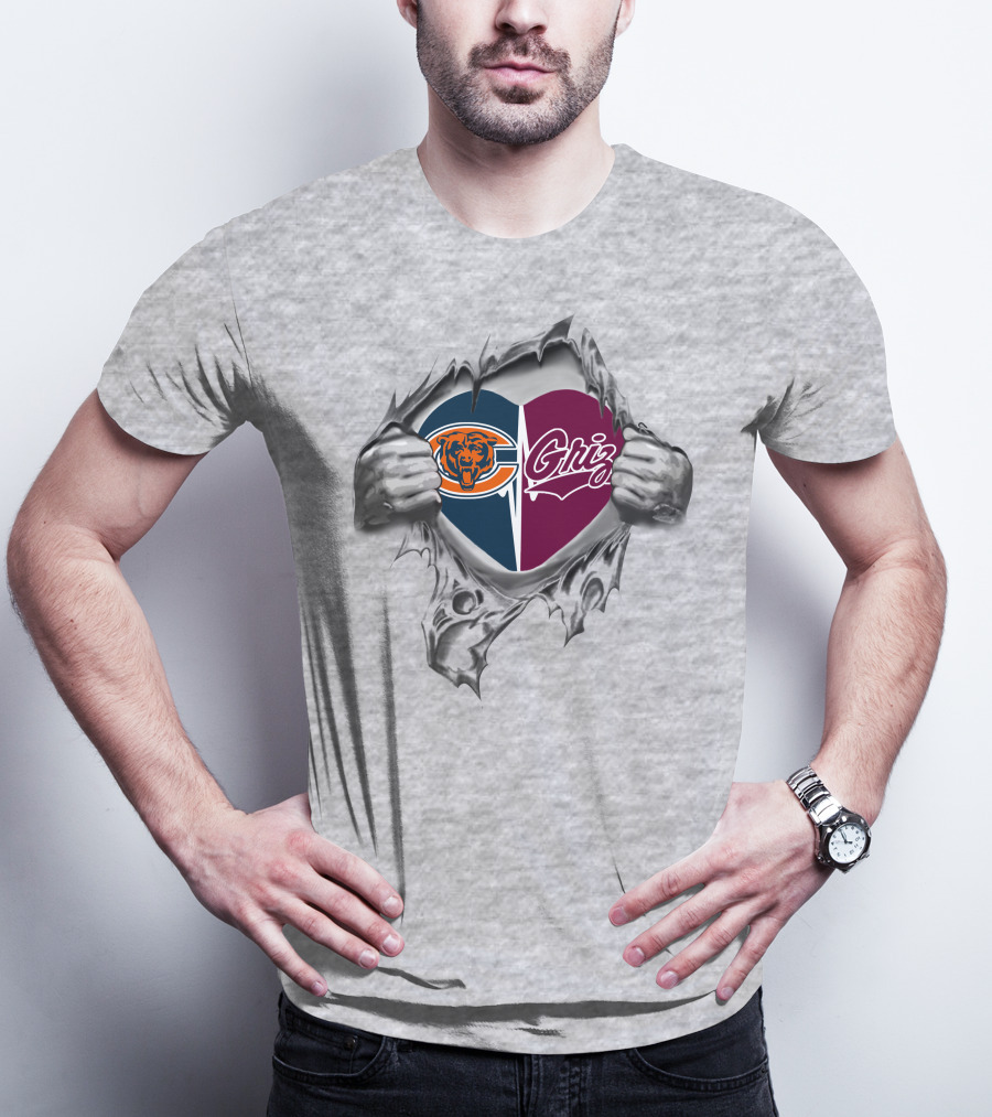 Bears Griz Heart Chicago Montana Grizzlies Fan Love T-Shirt