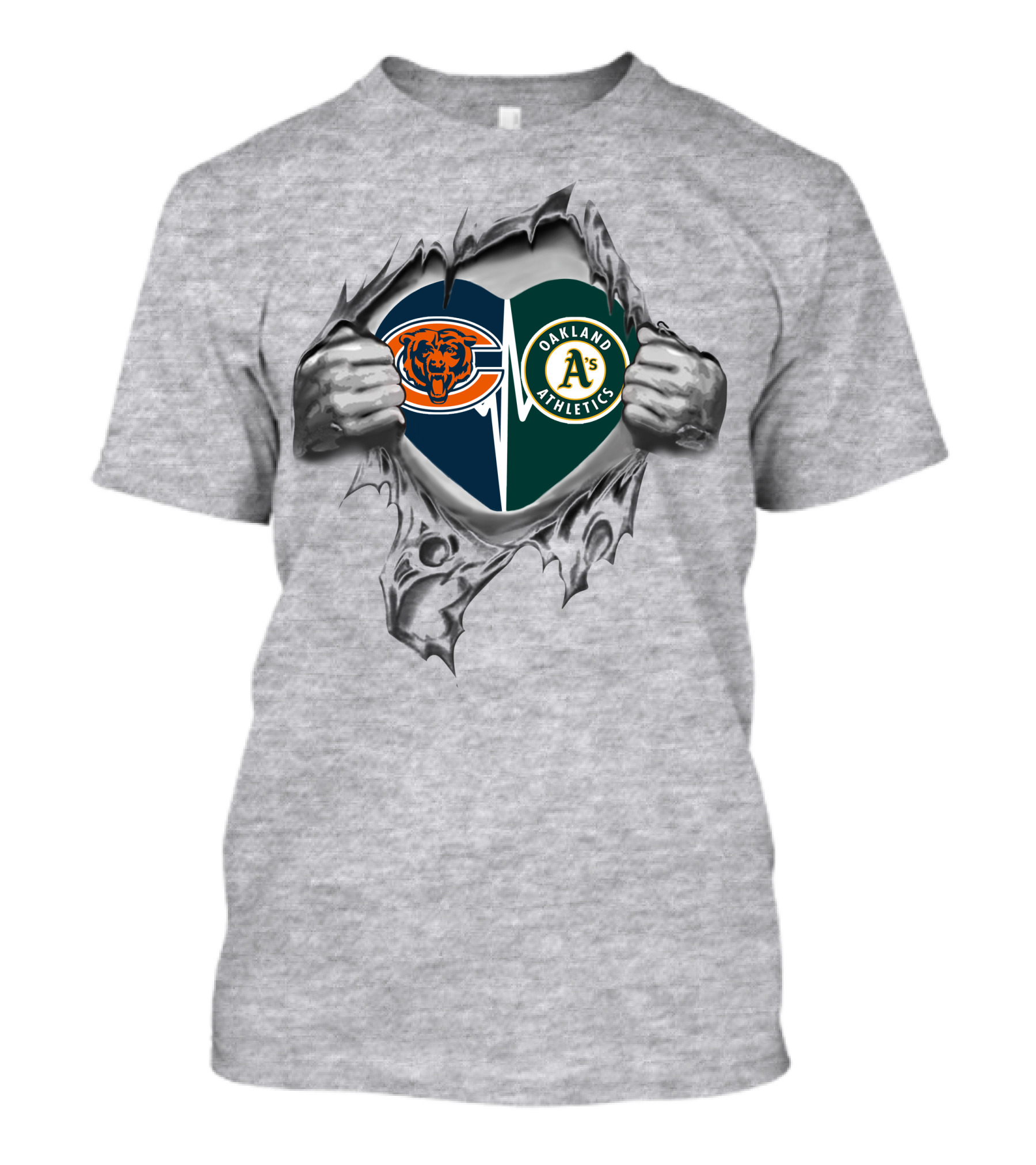 Bears Oakland Athletics Heart T-Shirt