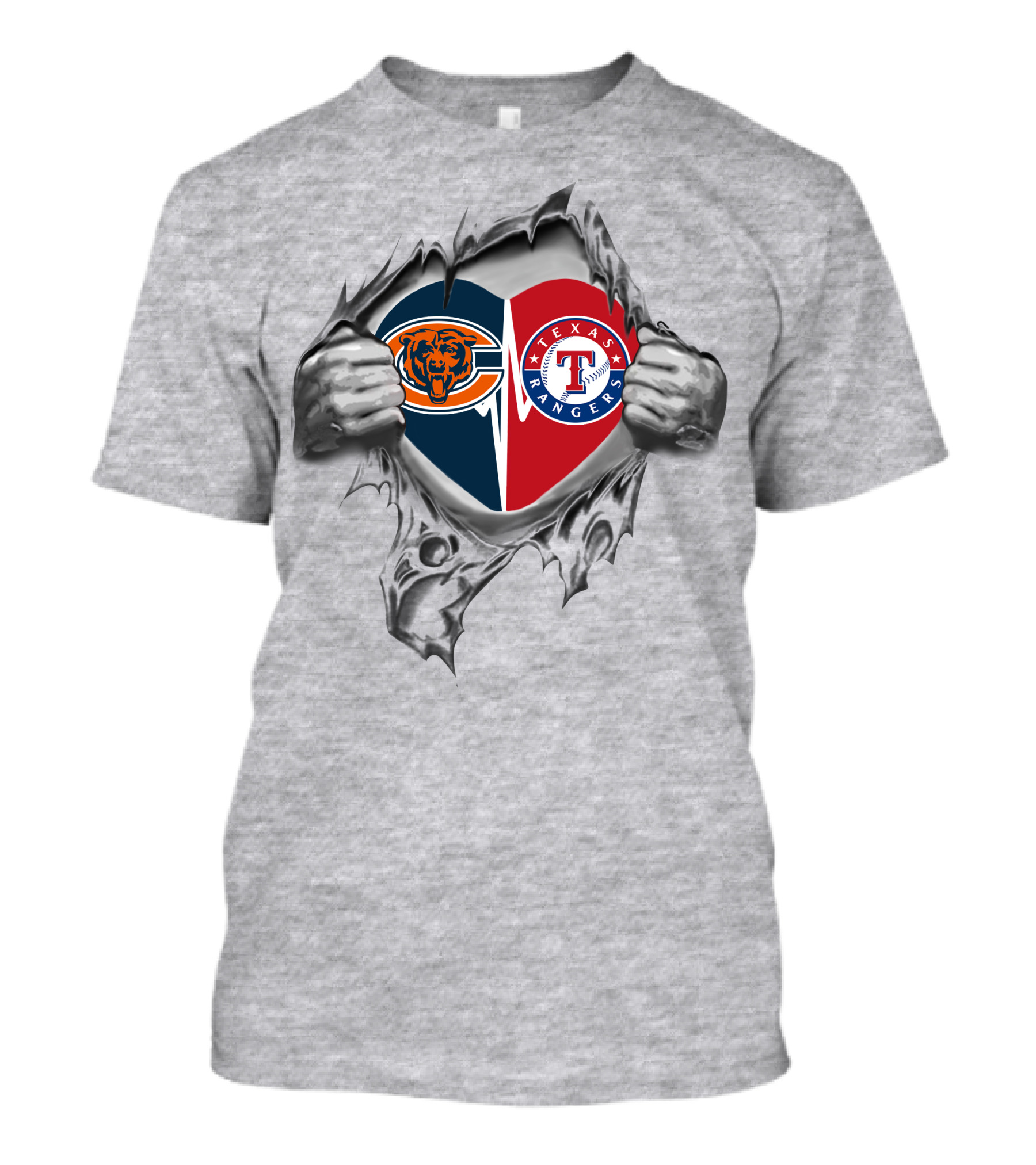Bears And Texas Rangers Split Heart T-Shirt