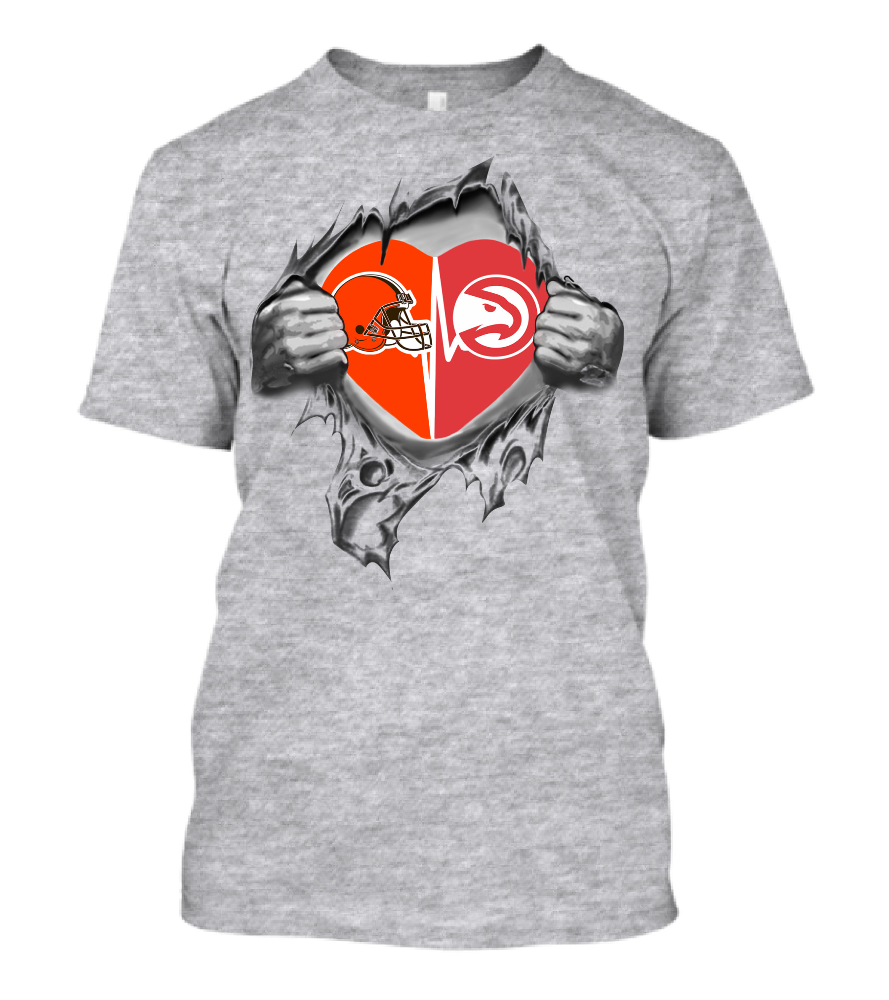 Browns Atlanta Hawks Heart Logo Passion Football Basketball Fan Pride T-Shirt