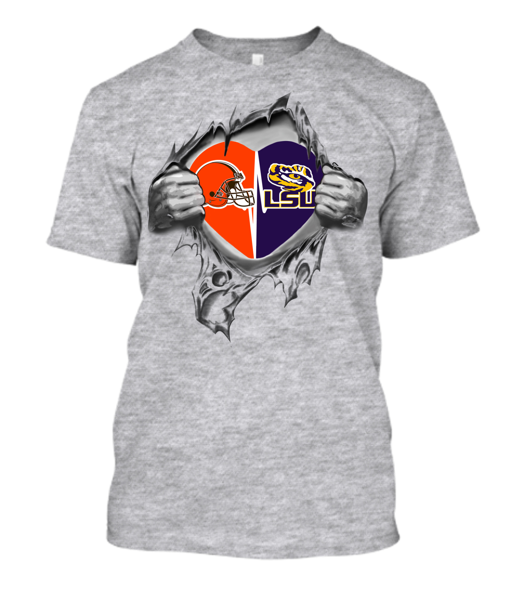 Browns Lsu Tigers Heart With Helmet And Tiger T-Shirt