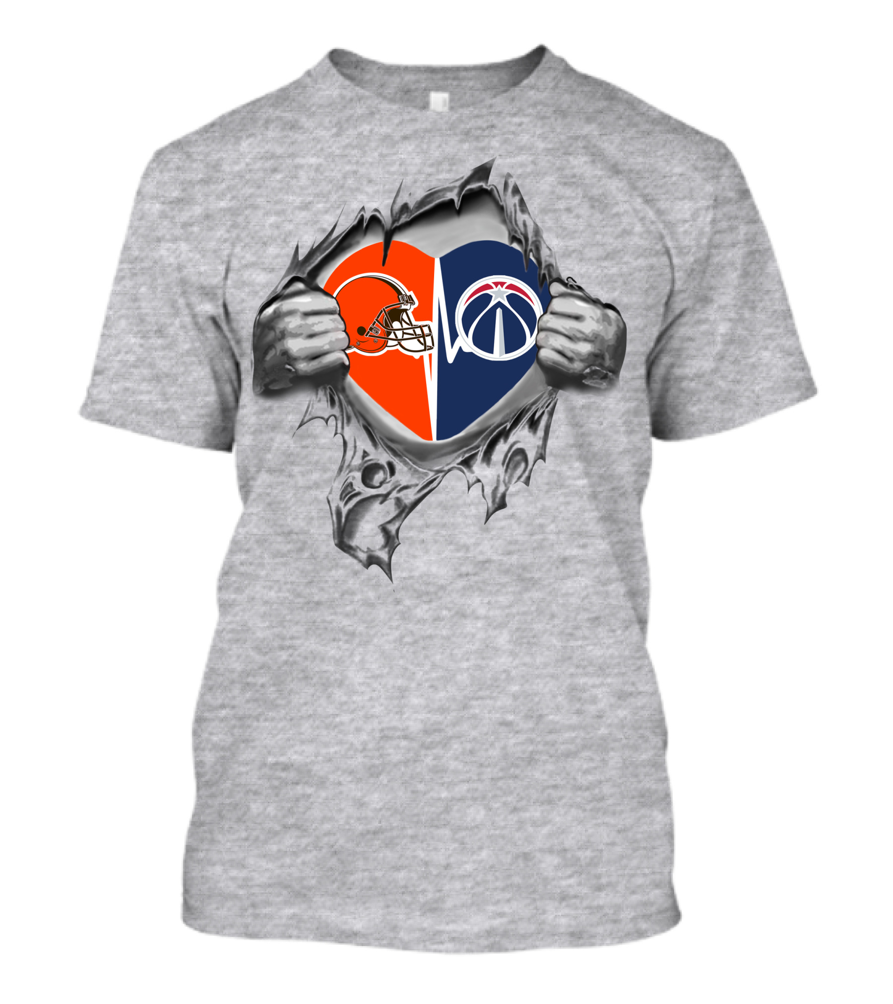 Browns Washington Wizards Heart Symbol With Logos T-Shirt