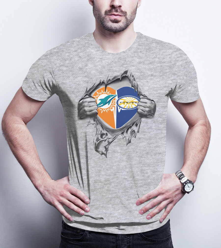Miami Dolphins And Miami Fusion Heart Design 26 It's In My Heart T-Shirt