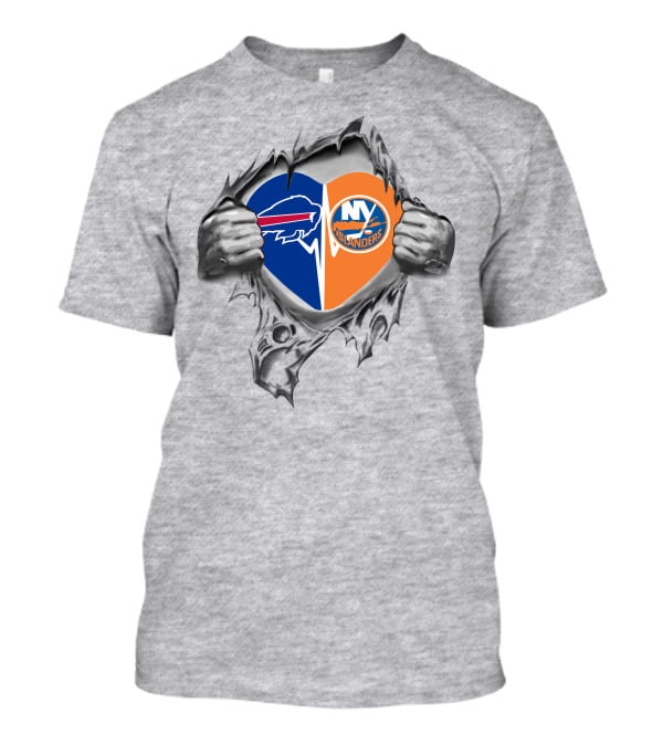 Buffalo Bills And New York Islanders Heart Design 72 Bills Islanders It's In My Heart T-Shirt