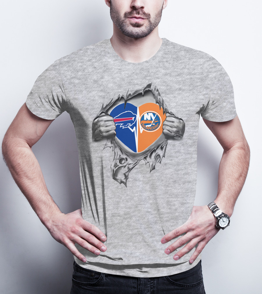 Buffalo Bills And New York Islanders Heart Design 72 Bills Islanders It's In My Heart T-Shirt