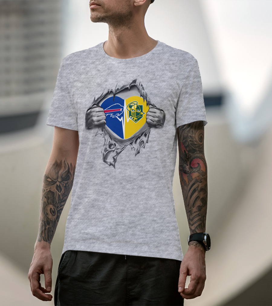 Buffalo Bills Vegas Golden Knights Heart Design 75 Clarkson Passion T-Shirt