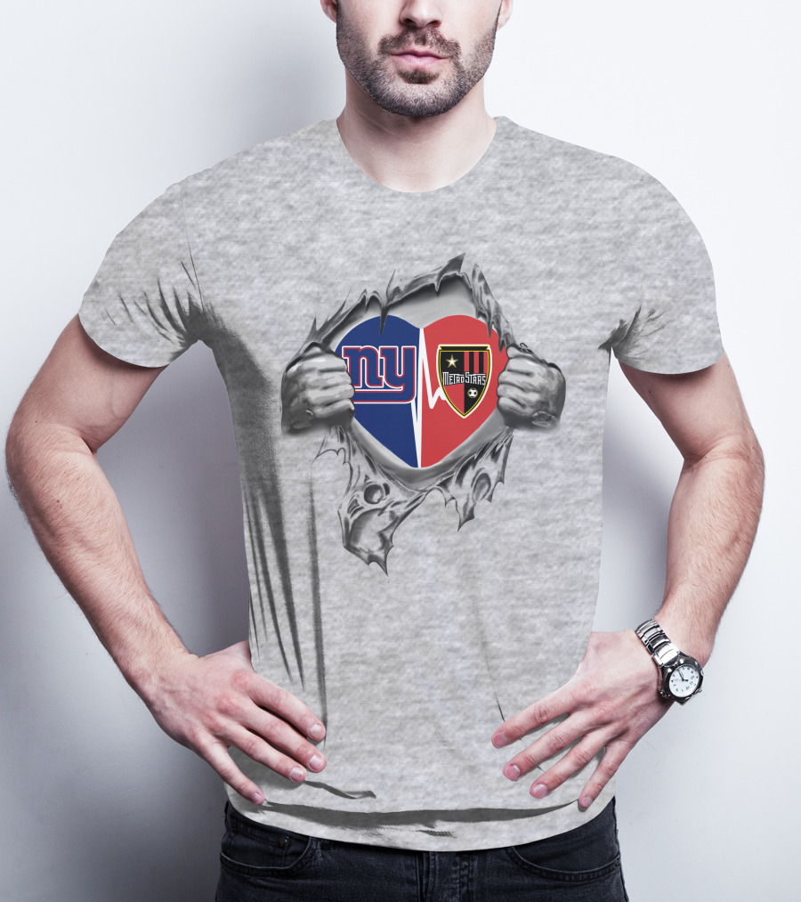 New York Giants Metrostars Heart Logo Fan Tribute T-Shirt