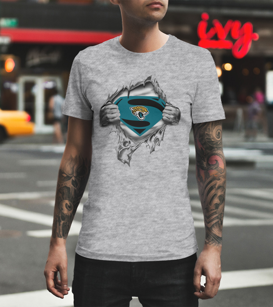 Jacksonville Jaguars Superman Logo Emblem Tear-Through T-Shirt