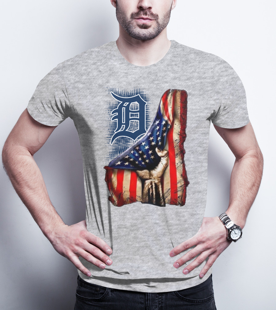 Detroit Tigers American Flag Patriotic Design 230 T-Shirt