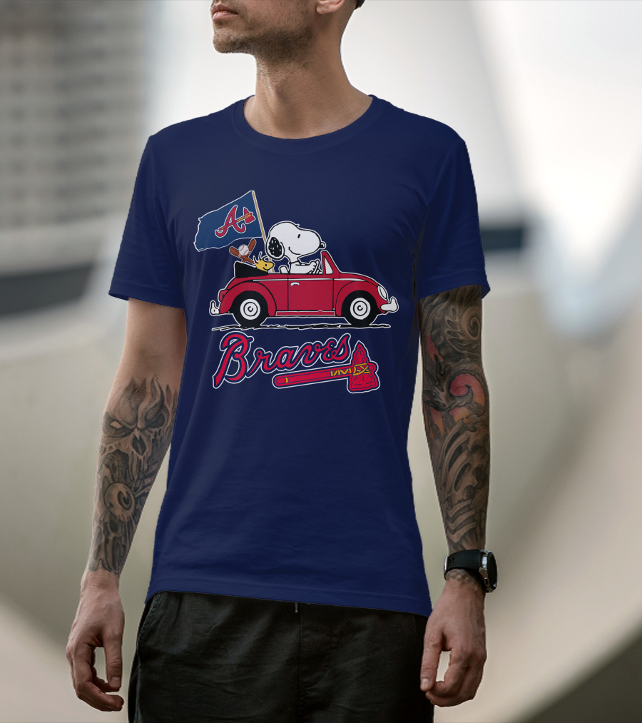 Atlanta Braves Snoopy Woodstocks Car Adventure T-Shirt