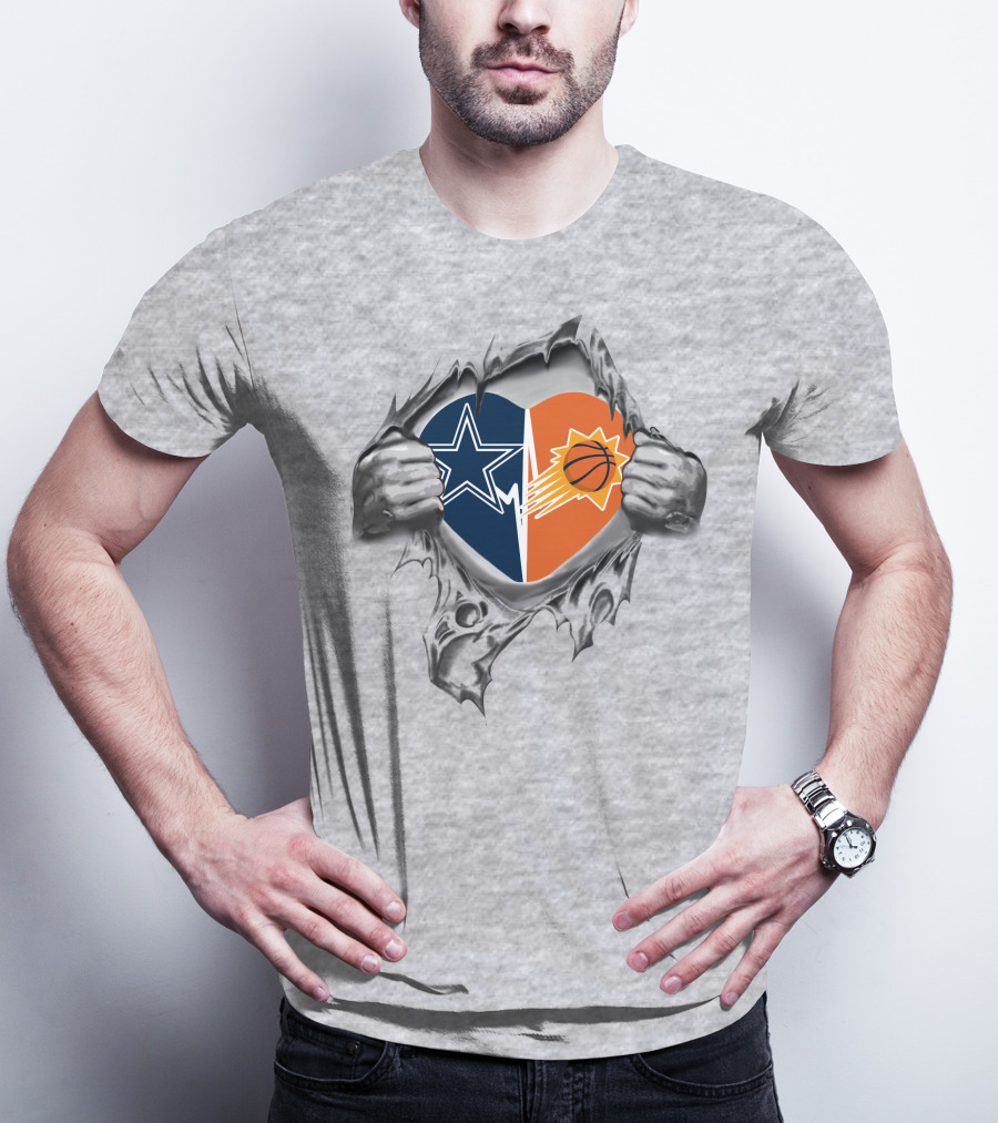 Cowboys Phoenix Suns Heart Ripped T-Shirt