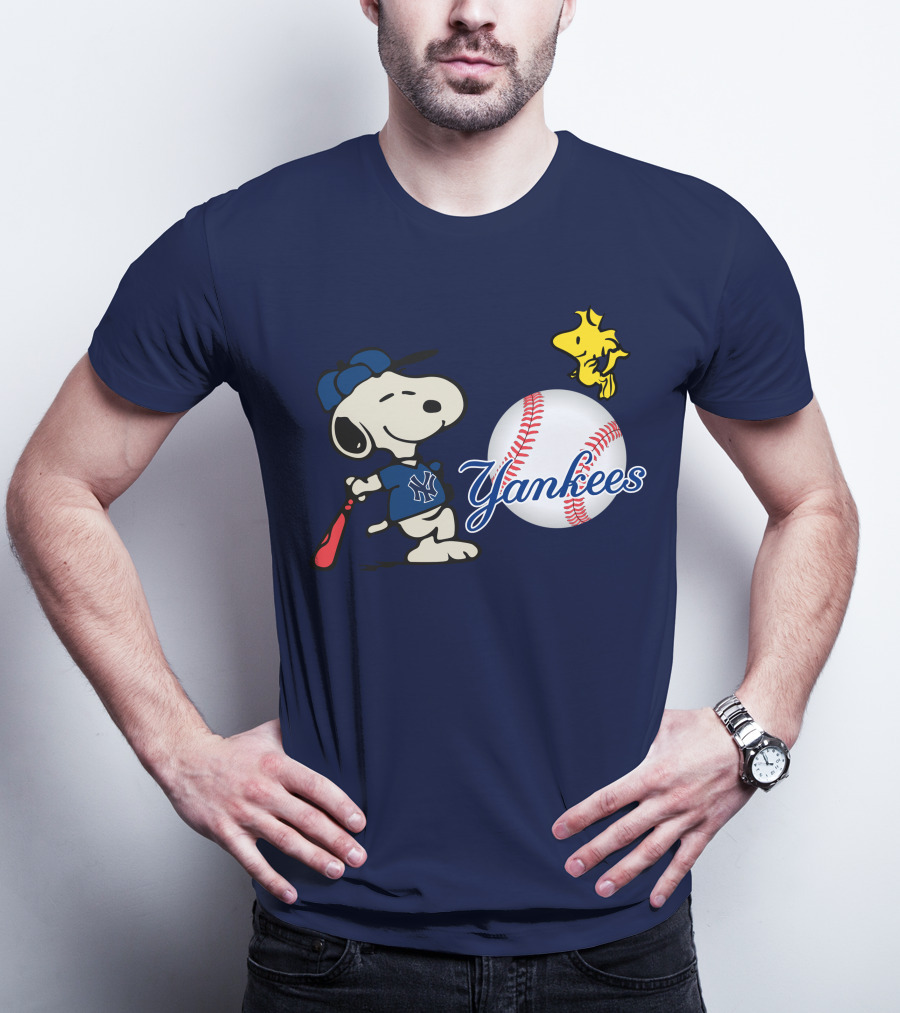 Yankees Snoopy Baseball Woodstock Swing Vintage New York Sports T-Shirt