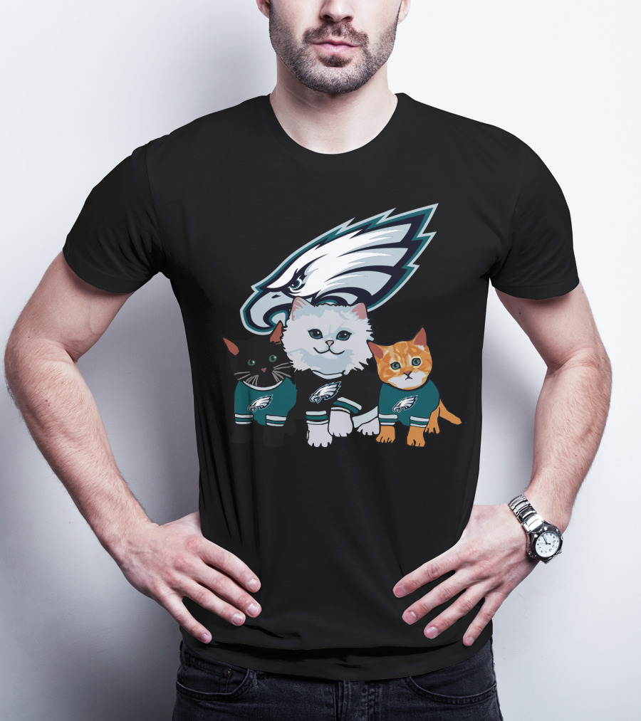 Philadelphia Eagles Cats With Team T-Shirt