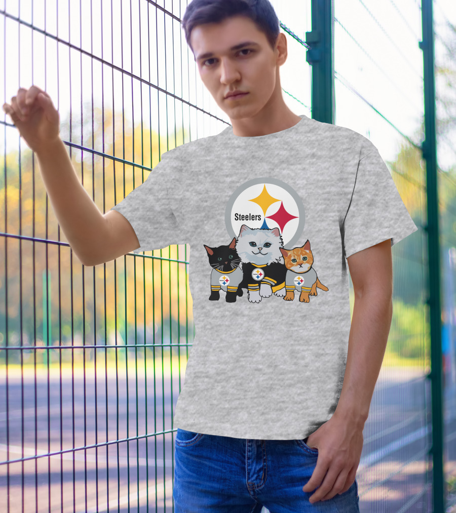 Pittsburgh Steelers Cats Trio With Team T-Shirt