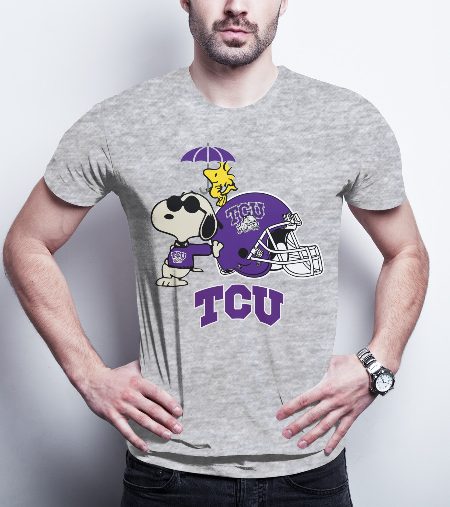 TCU Horned Frogs Snoopy Woodstock Helmet Football T-Shirt
