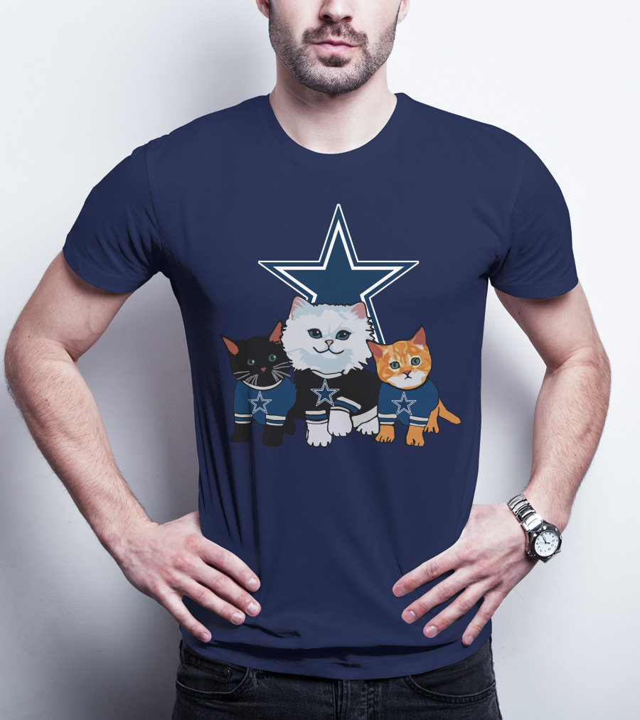 Dallas Cowboys Cute Cats With Star Logo Trio T-Shirt