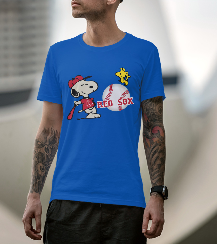 Snoopy Woodstock Boston Red Sox Baseball Peanuts T-Shirt