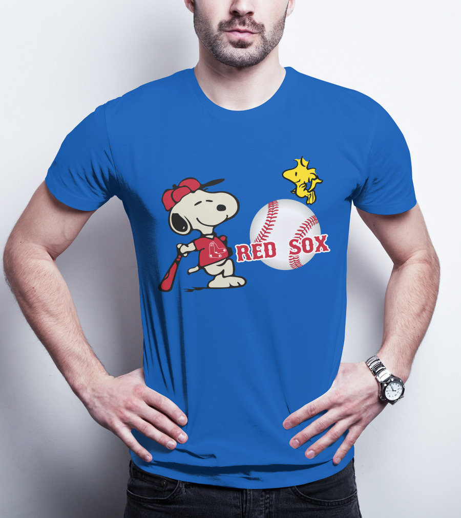 Snoopy Woodstock Boston Red Sox Baseball Peanuts T-Shirt