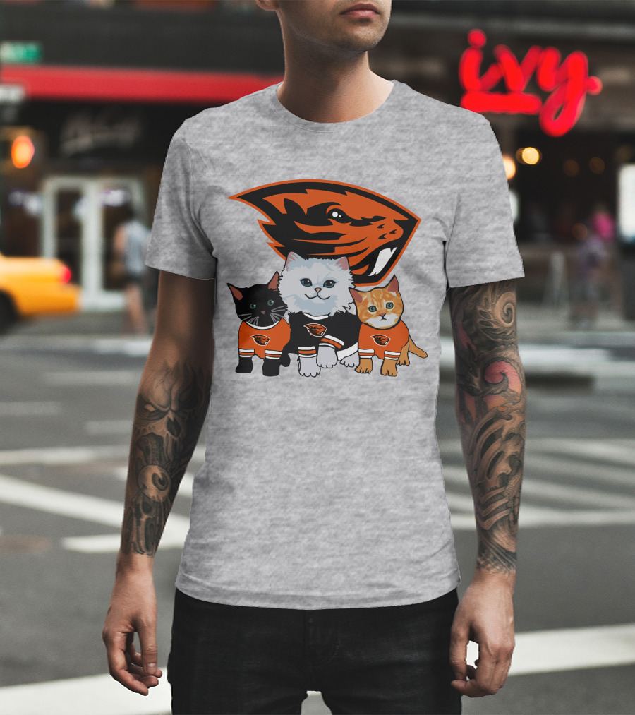 Oregon State Beavers Cats In Team Jerseys T-Shirt