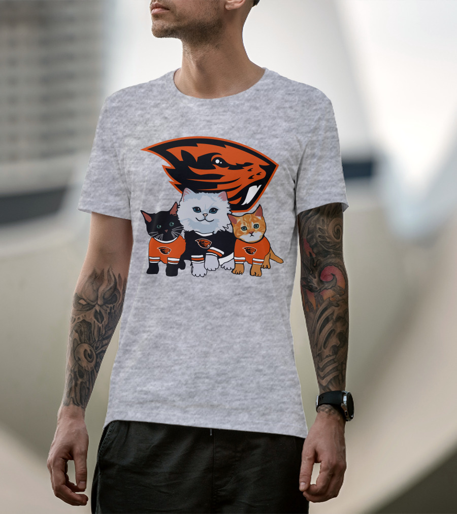 Oregon State Beavers Cats In Team Jerseys T-Shirt