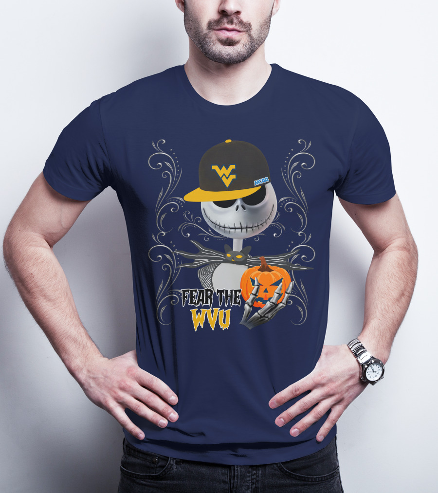 Fear The WVU Mountaineers Halloween Jack Skellington T-Shirt