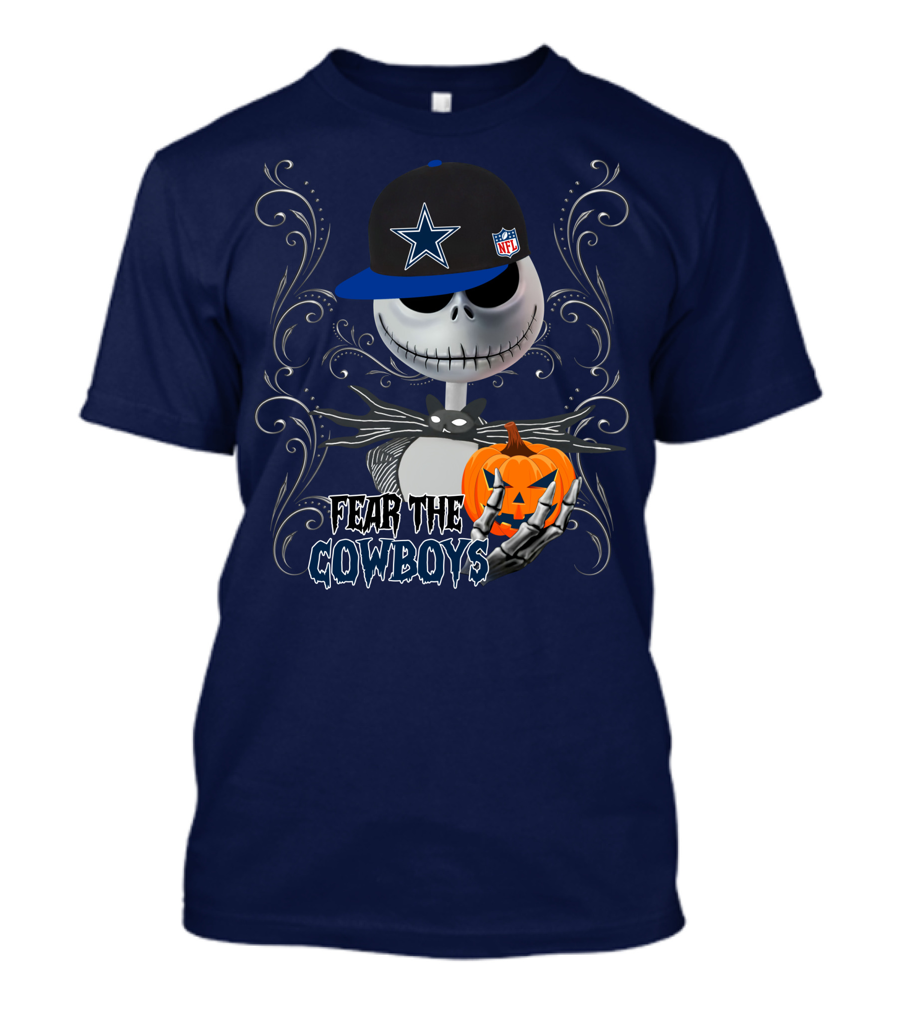 Fear The Cowboys Halloween NFL Jack Skellington Pumpkin Dallas Star T-Shirt