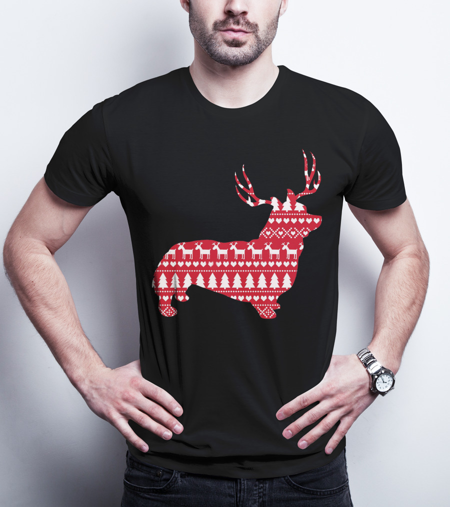 Welsh Corgi Christmas Reindeer T-Shirt