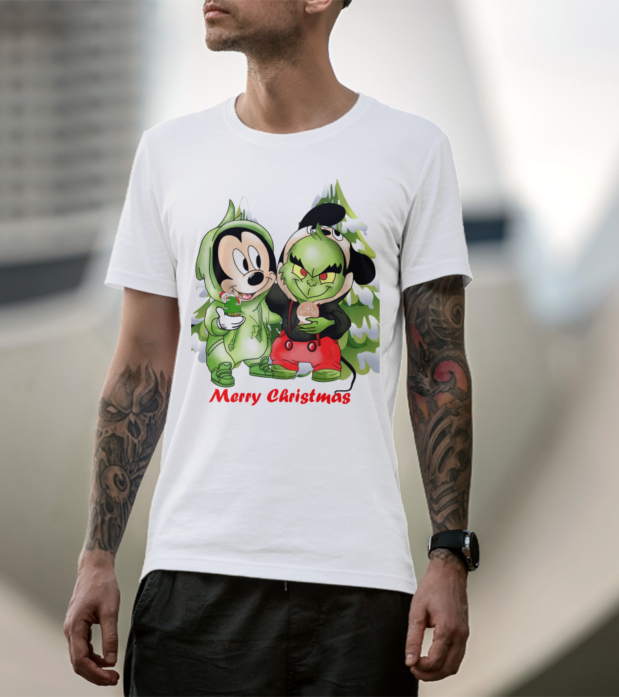 Merry Christmas The Grinch And Mickey T-Shirt