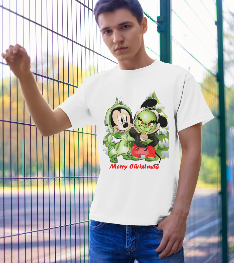 Merry Christmas The Grinch And Mickey T-Shirt