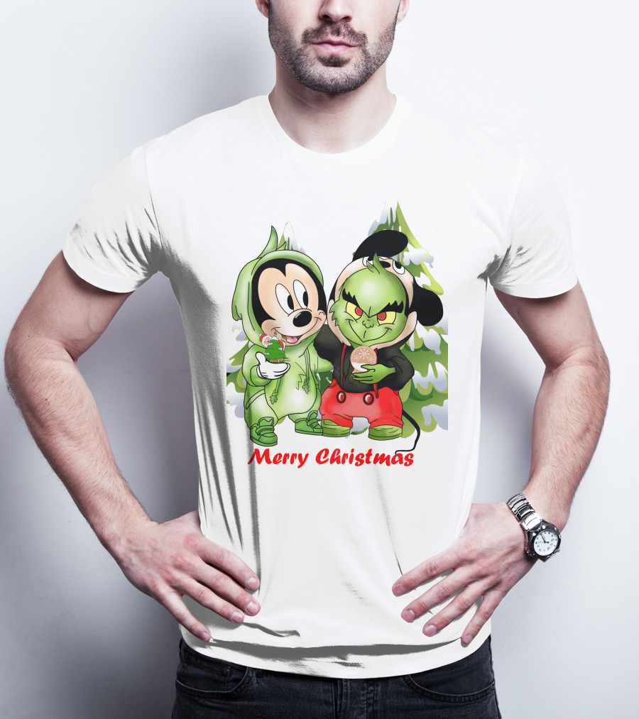 Merry Christmas The Grinch And Mickey T-Shirt