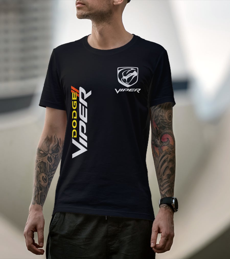Dodge Viper Vertical Logo And Iconic Snake Emblem T-Shirt