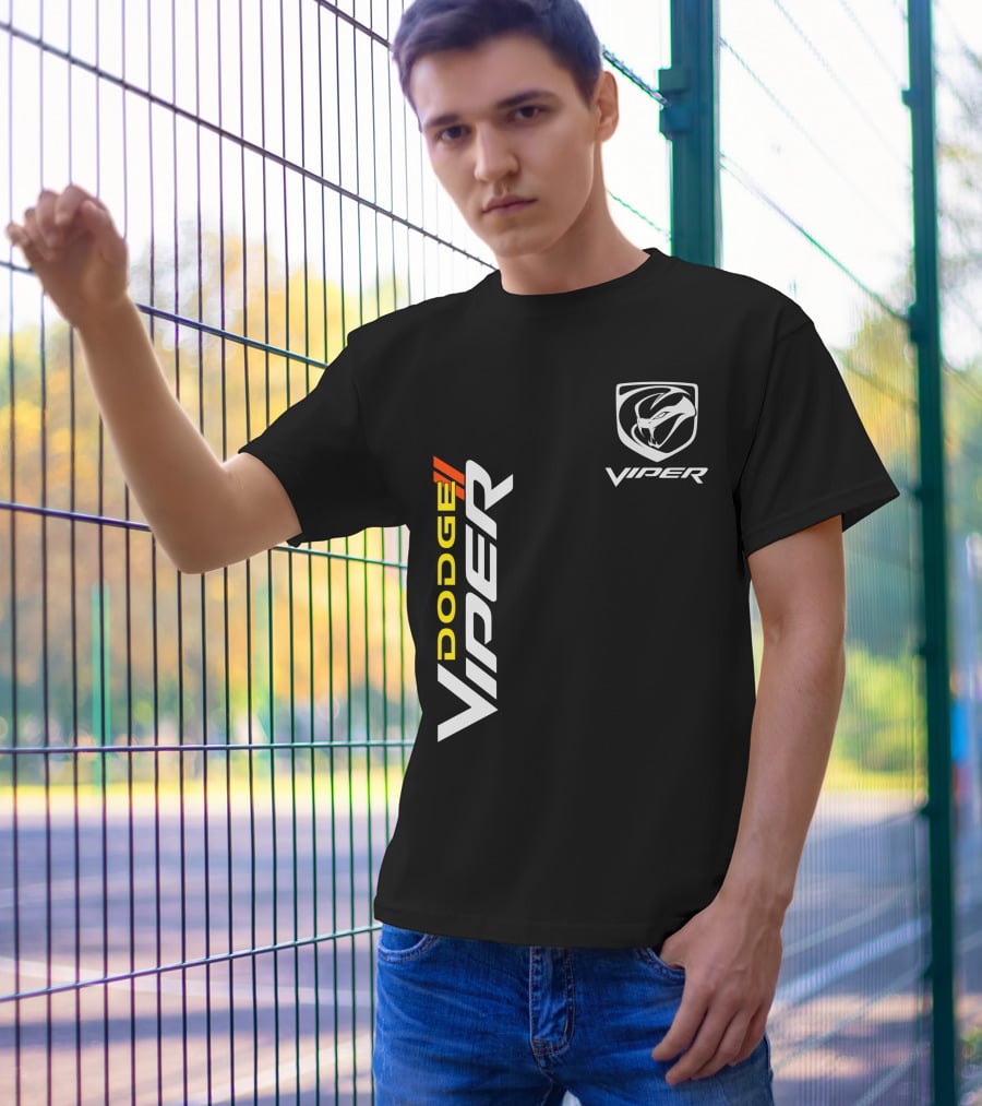 Dodge Viper Vertical Logo And Iconic Snake Emblem T-Shirt