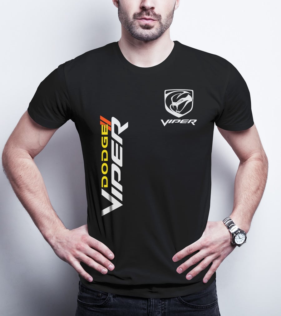 Dodge Viper Vertical Logo And Iconic Snake Emblem T-Shirt