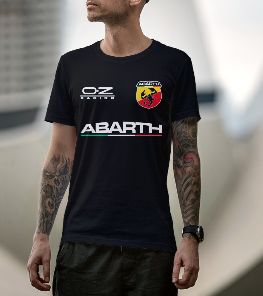 O.Z Racing Abarth Logo Scorpion Emblem With Italian Flag Stripe T-Shirt