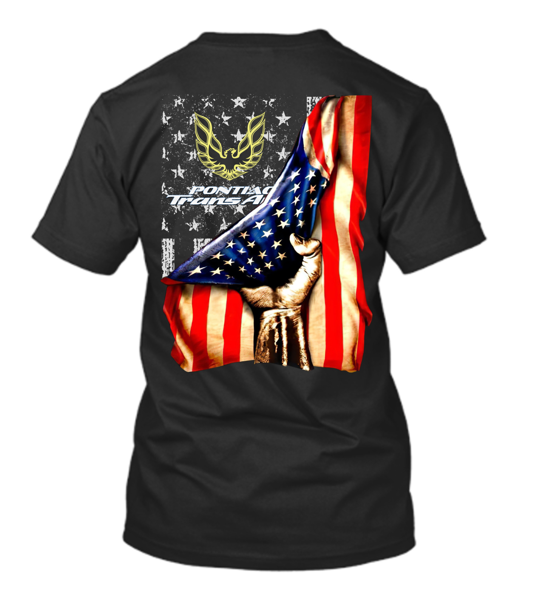 Pontiac Trans Am Eagle With American Flag Background And Stars T-Shirt